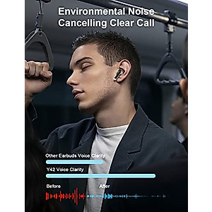 Myinnov Wireless Earbuds, Bluetooth 5.3 Ear Buds Touch Control with in-Ear Built-in Microphone Deed Bass Headphones,Premium Stereo Earphones IPX6 Waterproof Headset for Sport (Black)