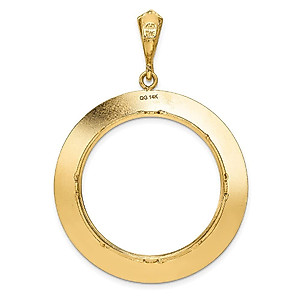 Roy Rose Jewelry Gold Coin Mounting | 1/2 oz. American Eagle, Old US $10 Liberty or Indian | 27mm | Prong Set | Victorian, Ribbon Edge, Wide Frame Pendant Coin Bezels | Solid 14K Gold