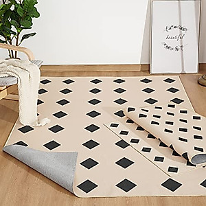 Area Rug 5 X 7 Modern Area Rugs-Washable Rugs Simple Neural Rugs for Living Room Carpet for Bedroom Dining Room-Diamond,5'x7',Cream and Black