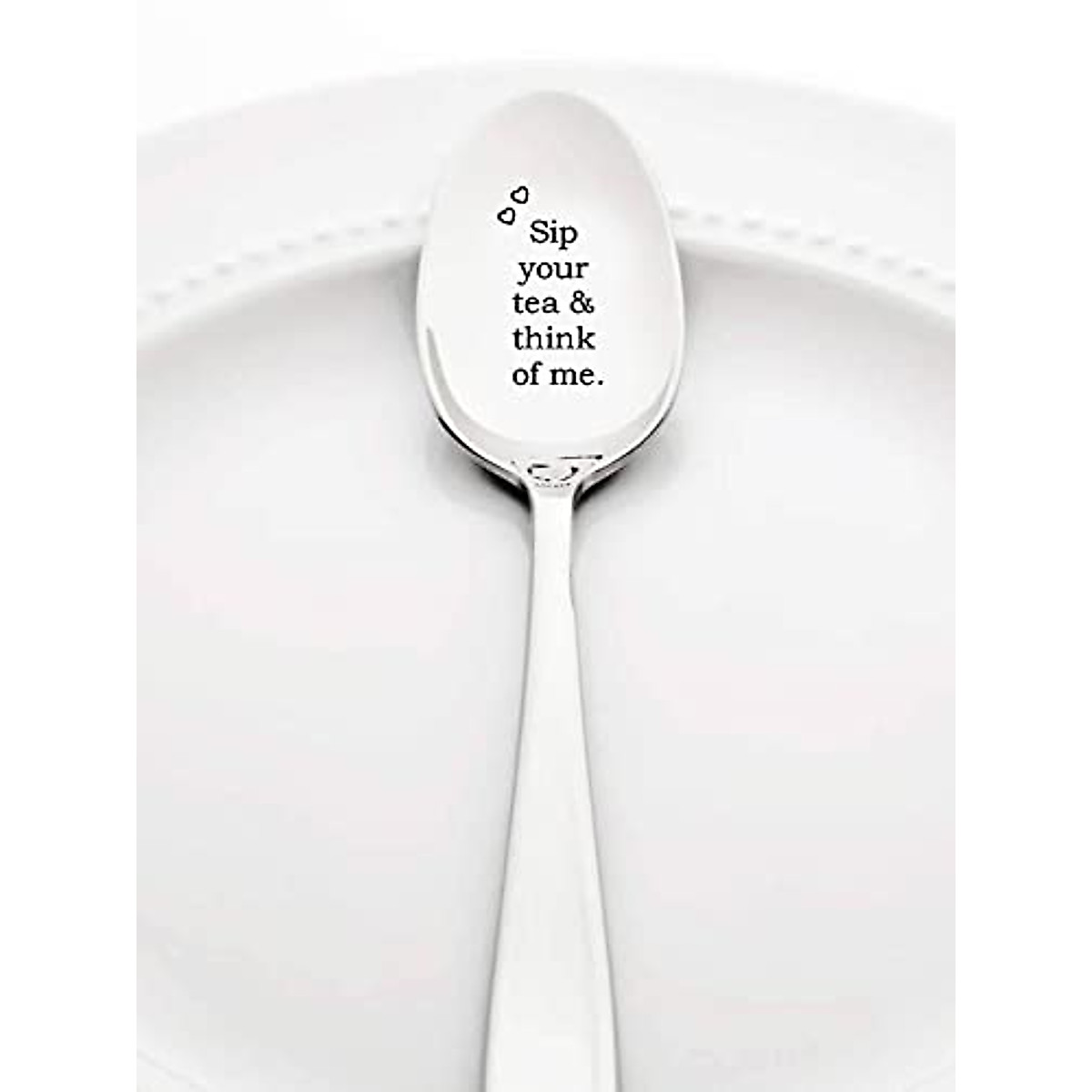 Sip Your Tea & Think of Me Long Distance Gift Valentine gift spoons for tea tea gifts Engraved Stainless Steel Love Gifts for Him Her Men Women Boyfriend Girlfriend