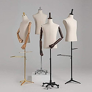 Tailors Dummy Mannequin Torso Adjustable Height with Universal Casters |for Male Shirt Form Display Dressmakers Dummy