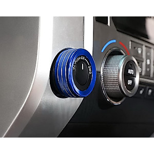 iJDMTOY 5pc-Set Blue Aluminum Air Conditioner Stereo Volume/Tune 2WD/4WD Switch Turner Ring Covers Compatible with 2017-2021 Toyota Tundra w/ 2-AC Center Console