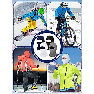 4 Pack 1-Hole Knitted Full Face Cover Winter Balaclava Ski Mask Thermal Face Cover for Men Women Outdoor Winter Sports (Black, White, Navy Blue, Gray)