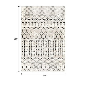 Mark&Day Washable Rugs, 8x10 Mary Global Cream Area Rug, Black Beige Carpet for Living Room, Bedroom or Kitchen (7'10" x 10', Machine Washable)