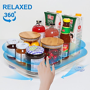 Lazy Susan Turntable Organizer for Refrigerator,Lazy Susan for Fridge 15.67'' Clear Fridge Organizer Storage,Lazy Susan for Pantry, Cabinet, Table,Kitchen, Countertop
