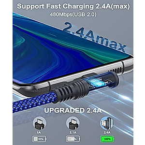 sweguard Micro USB Cable Right Angle [2-Pack, 6.6FT+6.6FT] Android Charger Cable, Nylon Braided Micro Charger Cord for Samsung Galaxy S7 Edge S6 S2 J7 J5 J3 J3V J2,LG K10 V10,Moto E6 5 4,PS4-Blue