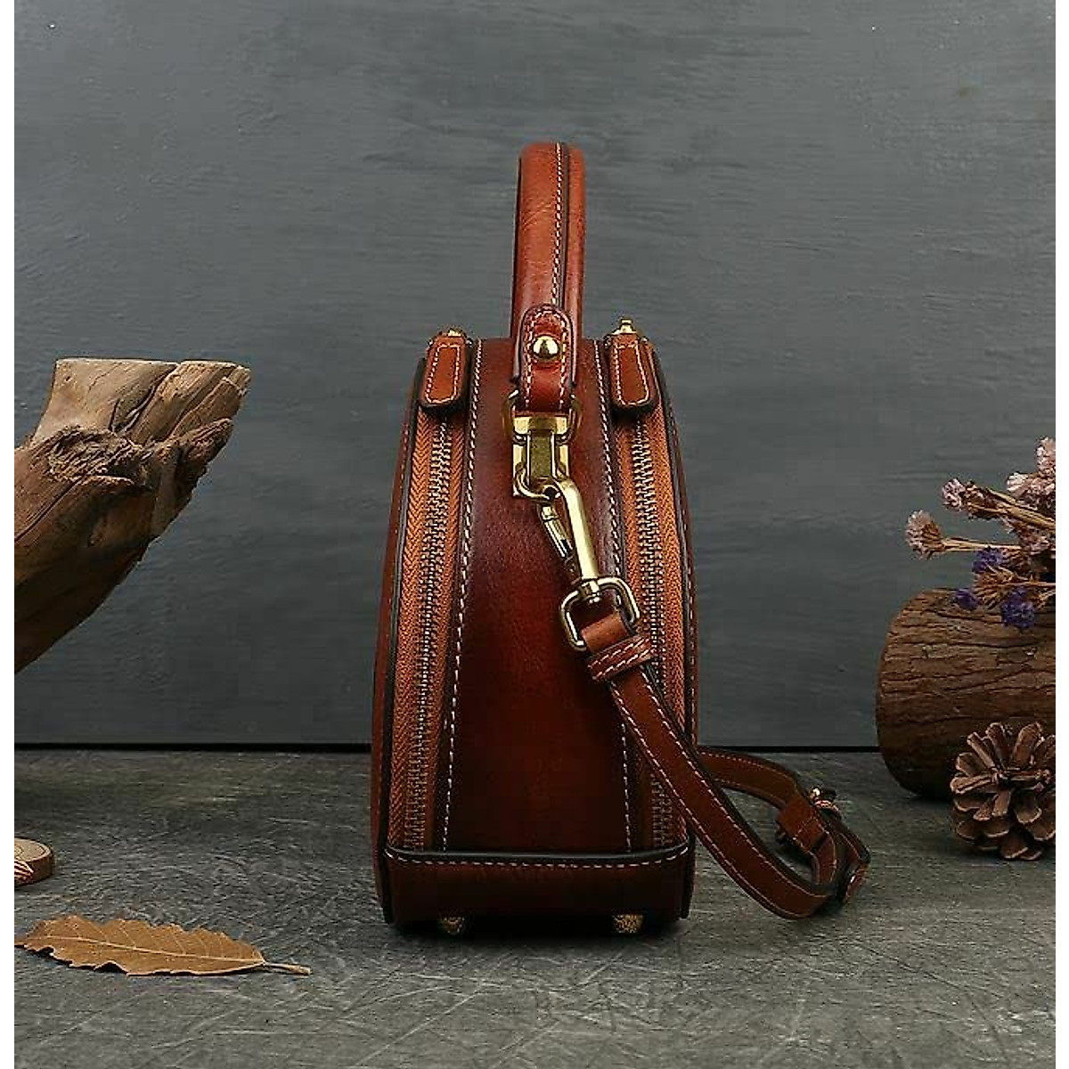 Handmade Women Genuine Cow Leather Shoulder Bag Handbag Purse Tote Rabbit Embossed Crossbody For Girl,For Women (Brown)