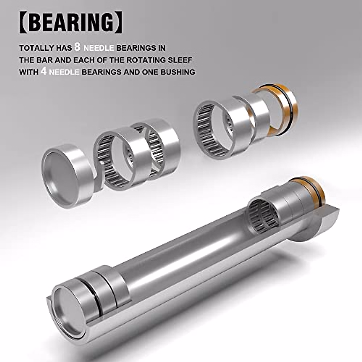 Olympic Barbell Bar 7ft-44LB 1000LB/1500LB/700LB Capacity Olympic Bearing Barbell (700LB-Black)