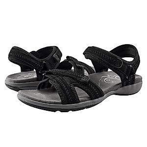 CAMEL CROWN Women's Hiking Sport Sandals Ultra Comfortable Athletic Walking Sandals with Arch Support for Outdoor Travel Beach Backpacking Black 8.5