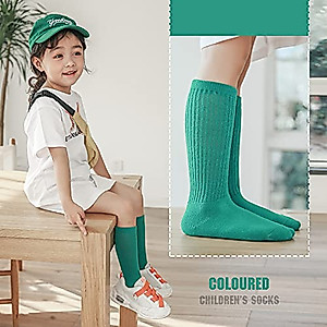 MINI PANDA Little Girl Socks,Socks for Girls 4-6 Years 6-8 Years,Toddler Socks Girls 2t-3t,Long Crew Socks for Girls 9 Pairs (9 colors-C, 1-3T)