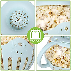 MMUGOOLER Glass Microwave Popcorn Popper, 2.25QT Original Popcorn Jar with Silicone Lid, BPA Free, Dishwasher Safe- blue