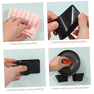 Cabilock 10PCS Pot Lid Holders Stand Wall Mounted Pot Lid Organizers Self Adhesive Adjustable Pan Lid Storage Rack Organizer Kitchen Gadget(Black)