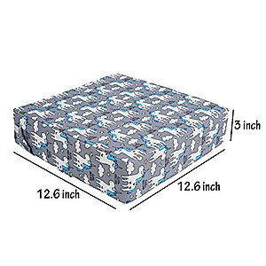 Mornenjoy Toddler Booster Seat Cushion for Dining Table,Chair Increasing Cushion for Children,Highchair Booster Cushion Washable Cloth Square Kids Seat Cushion with Straps (Unicorn Blue)