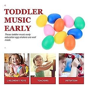 Operitacx 10pcs Egg Shakers Percussion Musical Maracas Egg Balls Colored Eggs Toy Montessori Sound Making Shakers Christmas Stocking Stuffers for Kids Music Learning DIY Painting