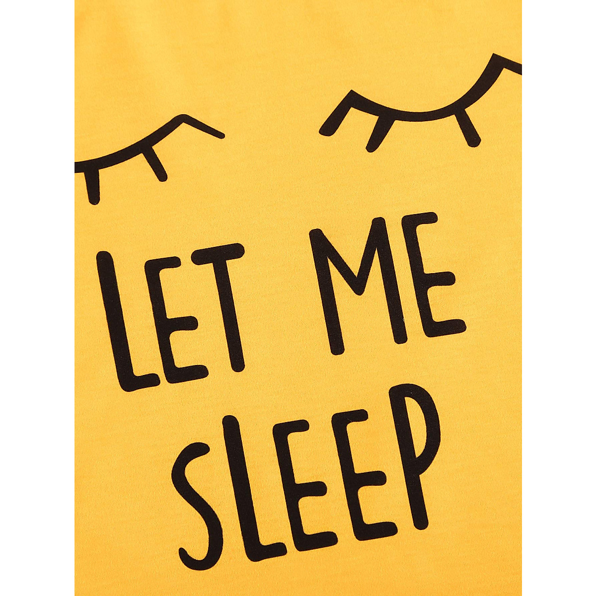 WDIRARA Women's Cute Cartoon Print Closed Eyes Print Tee and Shorts Pajama Set Yellow S