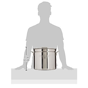 Bayou Classic 1124 24-qt Stainless Stockpot w/Lid And Basket Includes Vented Lid Perforated Stainless Steel Basket Perfect For Steaming Boiling and Frying