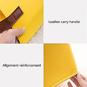 RuiYBuTi Laundry Basket, Storage Bins Laundry Hamper Bag with Handle for Bedroom Laundry Room, Collapsible Felt Toy Storage Organizer Room Decor, Yellow