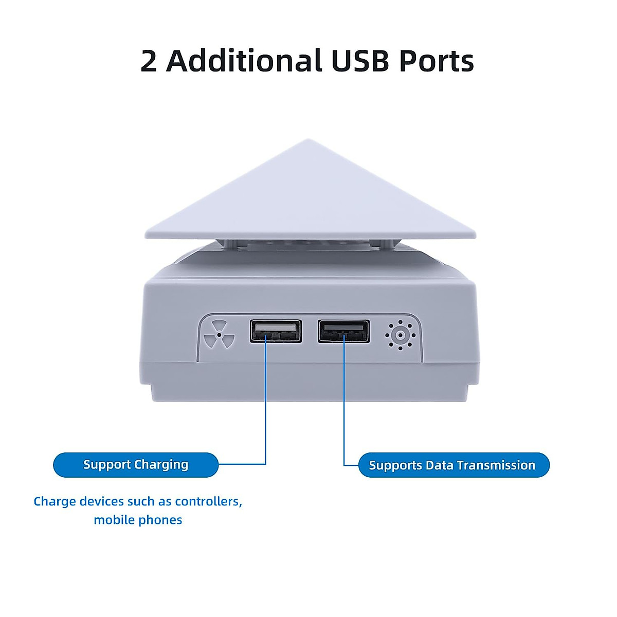 Mcbazel Upper RGB Cooling Fan for PS5, Top Cooling System Cooler Fan with RGB Light, 3 Speed Adjustable Fan, Dual USB 2.0 Port for PS5 Console - White (NOT for PS5 Slim)