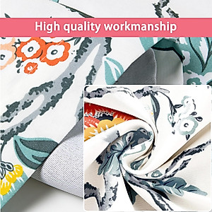 DriftAway Ada Floral Botanical Print Flower Leaf Lined Thermal Insulated Room Darkening Blackout Grommet Window Curtains 2 Layers Set of 2 Panels Each 52 Inch by 84 Inch Ivory Orange Teal