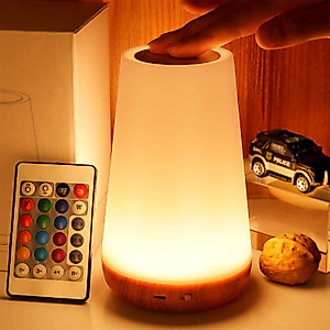 THAUSDAS Touch Lamp, Portable Dimmable Table Bedside Lamps for Bedroom with Quick USB Charging Port, 5 Level Warm White Light & 13 Color Changing RGB Night Light for Office/Hallways/Living Room
