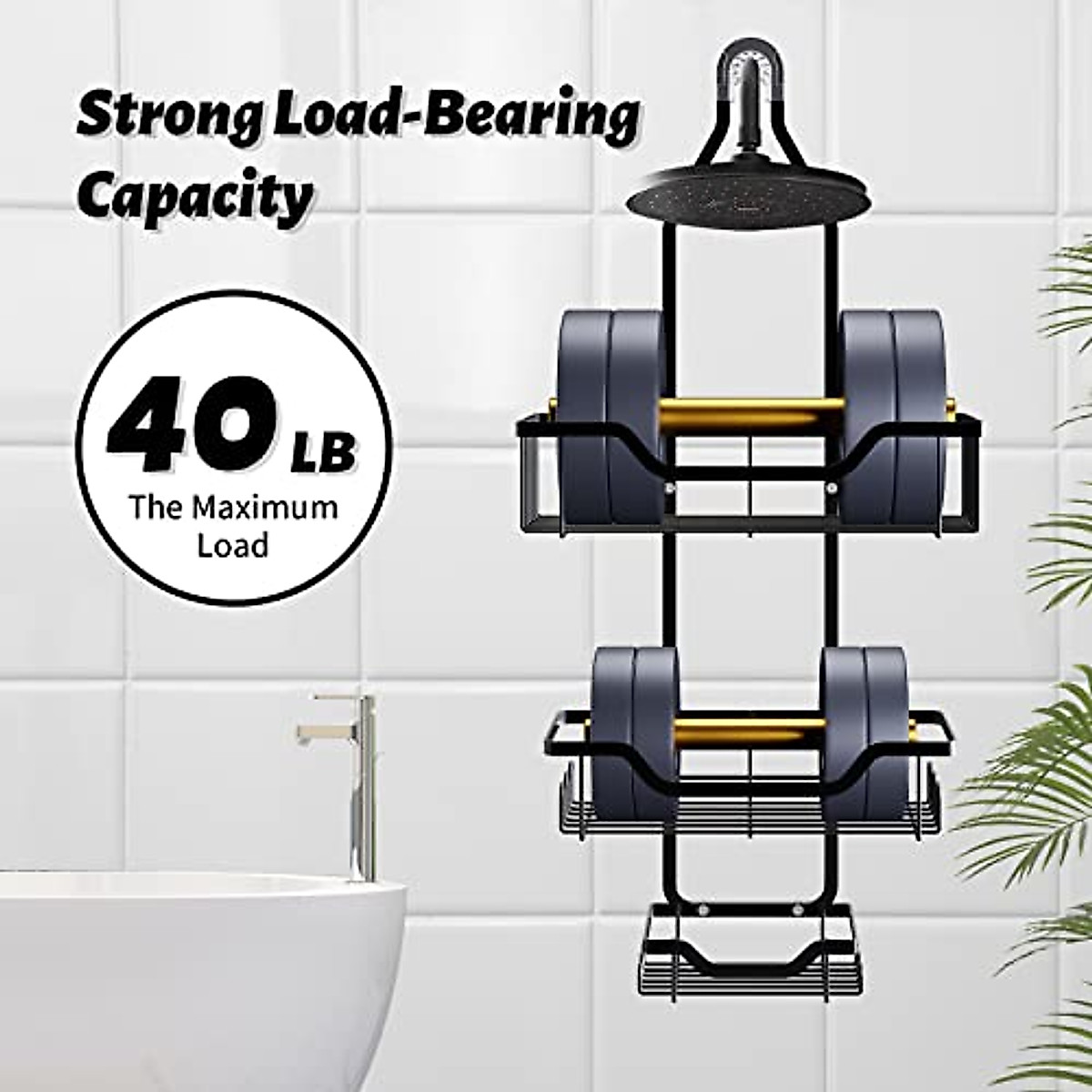 lutwsula Shower Caddy Hanging,Shower Organizer Hanging With Hooks For Shower Sponge,Stainless Steel Hanging Shower Organizer With Toothpaste Holder Shower Shelves for Bathroom Decor-Black.