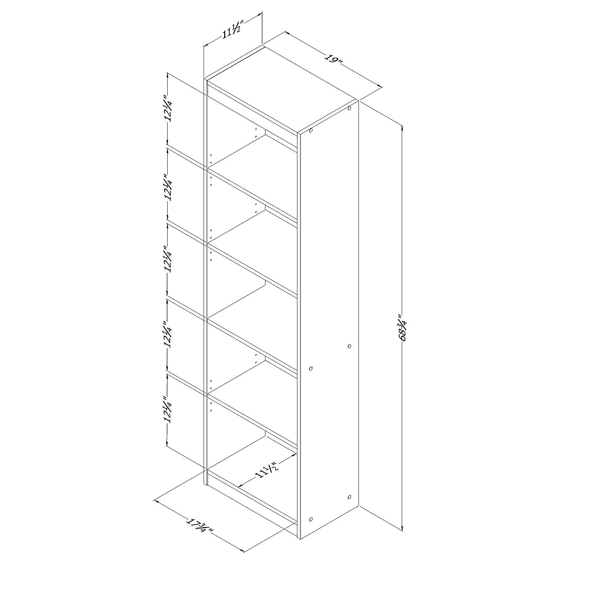 South Shore Axess 5-Shelf Narrow Bookcase, Royal Cherry