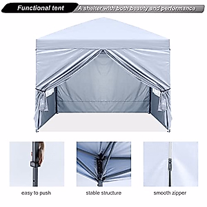 ABCCANOPY 10X10 Pop Up Canopy Tent Enclosed Instant Canopy Shelter with Zipped Side Wall Church Window, Bonus 4 Weights Bags (White)