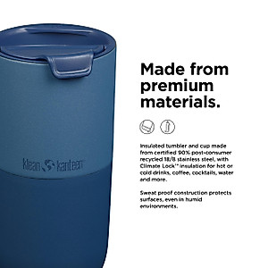 Klean Kanteen RiseLowball 1010170 with Flip Lid in Old Gold, 237 ml, Stainless Steel, Leak-Proof