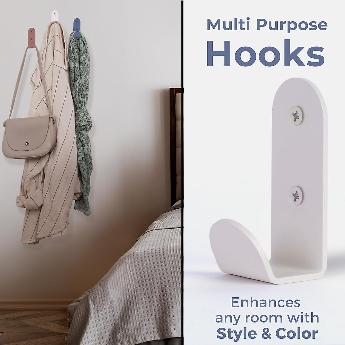 ARTiLETTO Stylish Wall Hooks Set: 3 Chic Single-Hook Decorative Coat Wall Mounts for Hanging Coats, Towels, Backpacks, Hats & Clothes, Hooks for Wall,Room Décor.