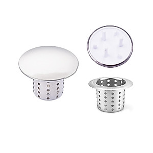 2 in 1 Sink Drain Assembly Kit, Removable Deep Sink Strainer Basket with Sink Stopper/Sealing Lid for Home, Kitchen, Stainless Steel Drain Hair Catcher Cover,Sink Strainer for Bathtub(Fit Hole 1.8")