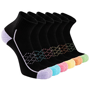 Hepsibah Womens Ankle Athletic Socks Cotton Thick Cushioned Low Cut Running Socks 6 Pack Color Black 6Pack Size US Shoe Size 6-11