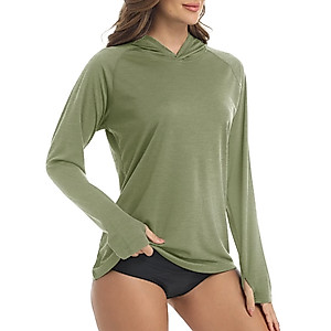 KEFITEVD Women's Quick Dry Athletic Hoodie - Long Sleeve, Sun Protection, Moisture Wicking, Wheat Green
