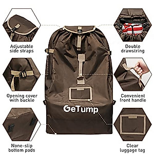 GeTump Car Seat Travel Bag, Large Car Seat Travel Cover Bag with Heavy Duty Fabric for Water Dirt Tear Resistant, Gate Check Bag for Airplane Fits Infant Booster Convertible Carseat for Airport Cover