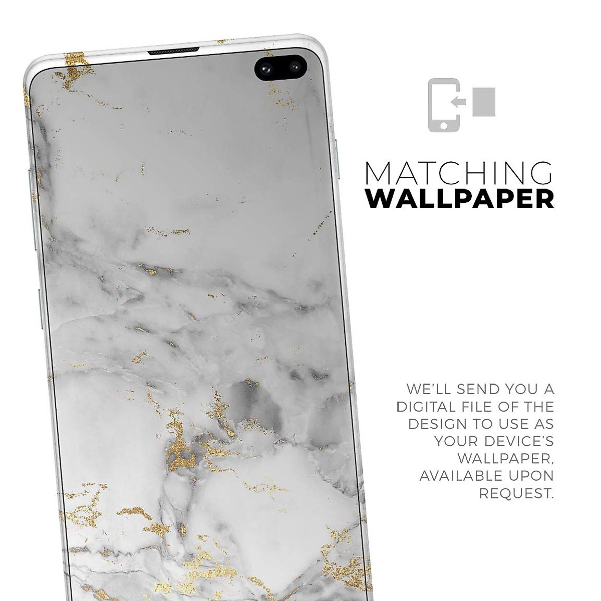DesignSkinz Marble & Digital Gold Foil V8 Protective Vinyl Decal Wrap Skin Cover Compatible with The Samsung Galaxy S20 (Screen Trim & Back Glass Skin)