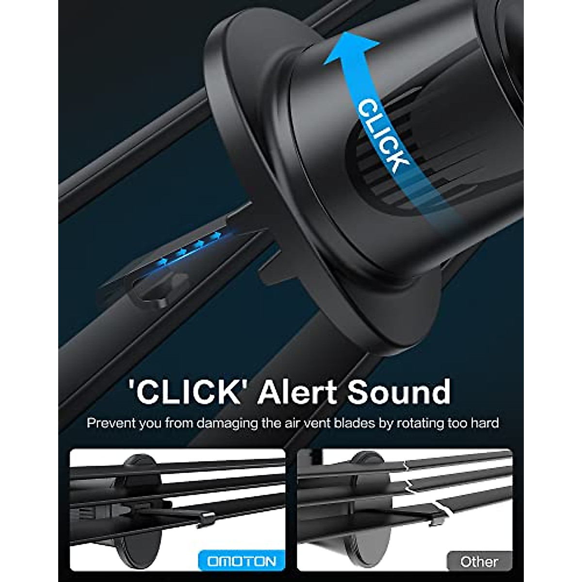 OMOTON Car Phone Holder Mount for Car Air Vent [Metal Clip], Cell Phone Holder Car Hands Free Cradle in Automobile, 360° Adjustable Cellphone Vent Clamp Fit for iPhone 14 13, All Smartphones, Black