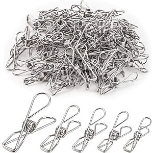 JL&RC 100pcs Clothes Pins Wooden Clothespins 3inch Heavy Duty Wood Clips for Hanging Clothes Pictures Outdoor (Metal)