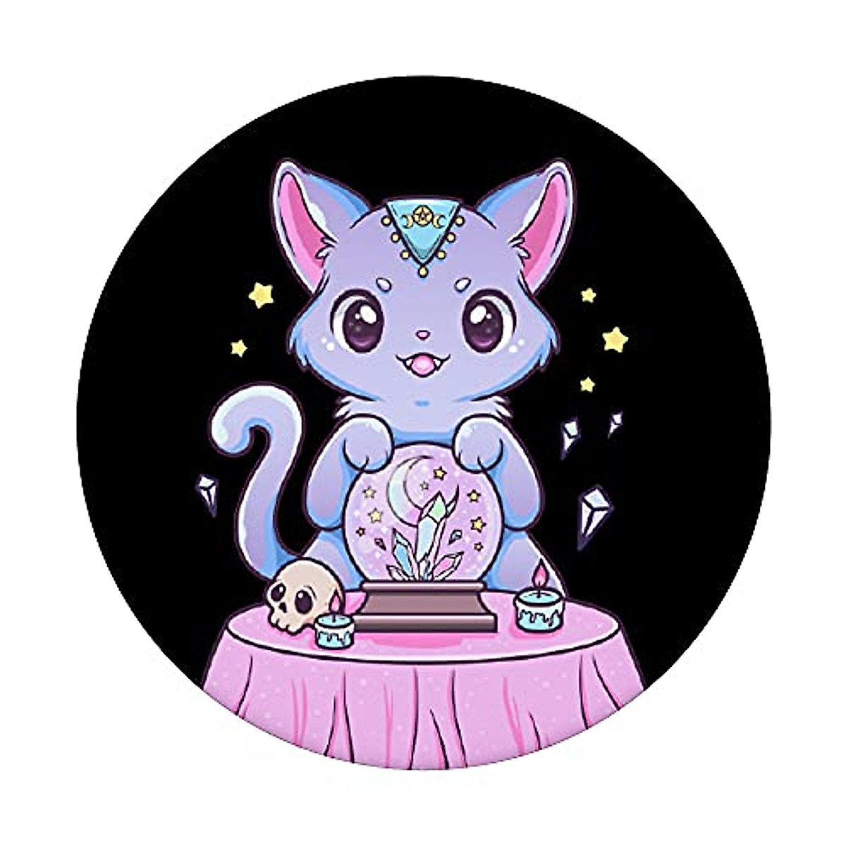 Kawaii Pastel Goth Cute Creepy Wicca Witchy Cat PopSockets Swappable PopGrip