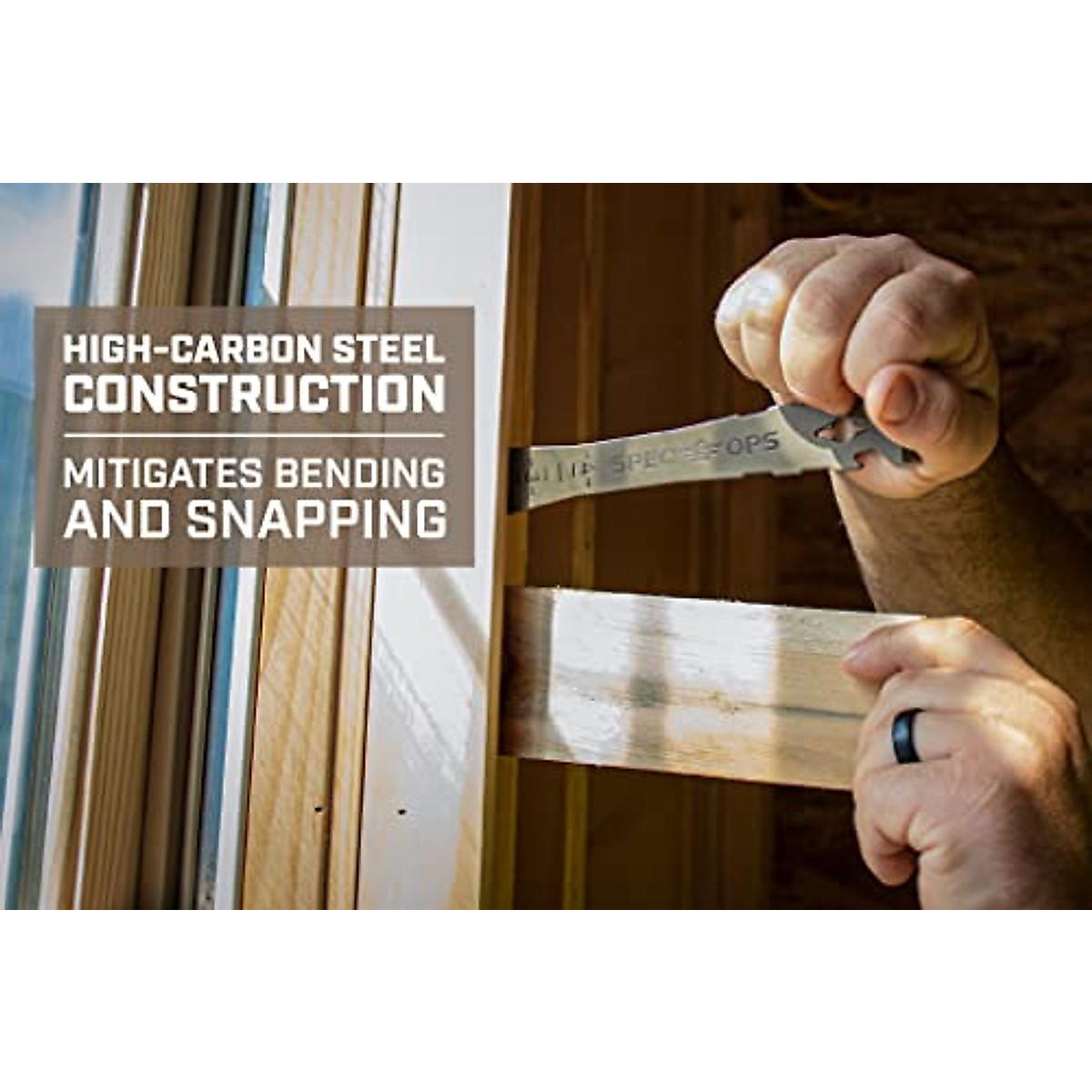 Spec Ops Tools 9.5" Trim Bar, High Carbon Spring Steel, Built In Ruler, Beveled Edges, Nail Puller, 3% Donated to Veterans