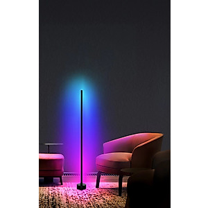 Skenia LED Corner Floor Lamp, RGB+Warm White Corner Lamps Floor Lamps, 16 Millions Color Changing Ambient Corner LED Light with Music Sync, Smart App and Voice Control Compatible with Alexa Mood Light