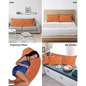 Edwiinsa Orange Pillow Covers Standard Size Set of 2 Bed Pillow, Farmhouse Modern White Thanks Words Plush Soft Comfort for Hair/Skin Cooling Pillowcases with Envelop Closure 20''x26''