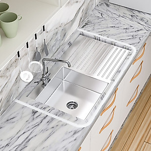 Raycity Collapsible Shower Threshold Water Dam Barrier,Shower Door and Kitchen Water Strip Dam Shower Guard for Dry And Wet Separation Caulk Seal Strip Edge Trim(39Inches/Transparent)