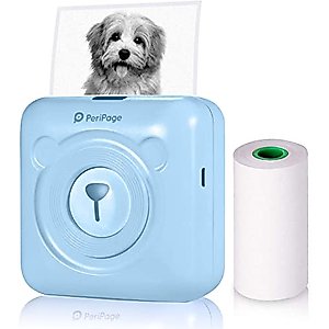 PeriPage Mini Printer, Portable Sticker Bluetooth Printer for Printing Student Notes, Journal, Memo, Mobile Printer, Pocket Printer, Received Printer with USB Cable, Supports Android iOS Windows-Blue