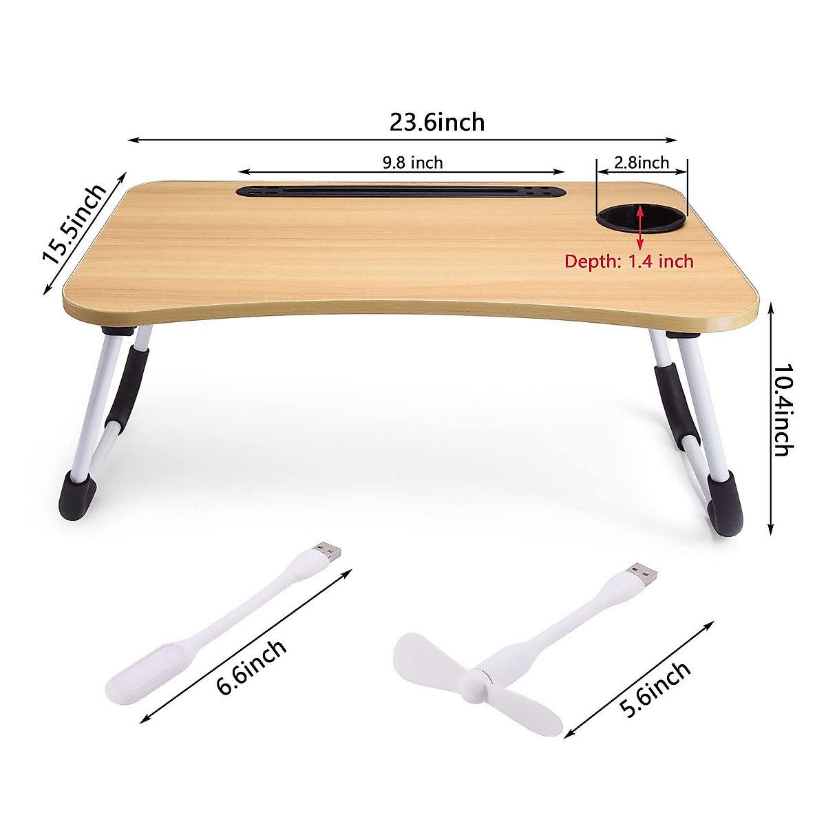 Slendor Laptop Desk Foldable Bed Table Folding Breakfast Tray Portable Lap Standing Desk Notebook Stand Reading Holder for Bed/Couch/Sofa/Floor