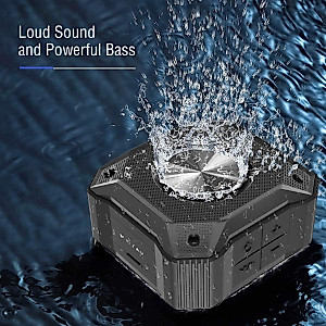 IPX7 Waterproof Bluetooth Shower Speaker,Portable Small Speaker Wireless,Loud Sound Stereo Pairing,Built-in Mic,12 Hours,Rugged,For Bathroom,Beach,Bike,Travel,Pool,Kayak,Camping,Outdoor,Gift
