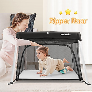 Travel Crib,PAPAMIA Light Portable Crib with Mattress | Foldable Playpen for Babies and Toddlers | Play Yard with Lightweight Handbag Design | Safety Certified