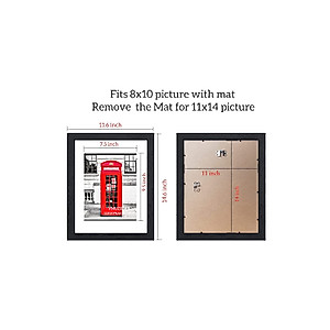 VMUZEDER 11x14 Picture Frame Rustic Black Wood Set of 6,Display Pictures 8x10 with Mat or 11x14 Without Mat,Multi Photo Frames Collage for Wall