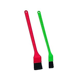 Vikan 556452 Long Handle Detail Brush Set w/ 2 Brushes, Transport Line, Red, 16.73x 6.1 x 2.95 inches