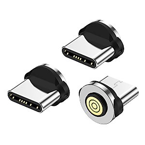 FOCYO Fast Magnetic USB Type C Connector/Tip/Heads 3 Pack 360° Rotating Magnetic Phone Adapter Connector for USB Type C