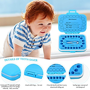 2 Pieces Baby Keepsake Tooth Box PP Baby Teeth Storage Holder Fairy Tooth Boxes Saver First Tooth Collection Container for Boys and Girls (Pink with Purple, Blue)