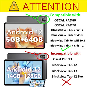 HminSen Case for Blackview Tab 7 WiFi/Tab 8 WiFi Tablet, Kids Friendly Soft Silicone Adjustable Stand Cover for Blackview Tab A7 Kids 10.1 inch/OSCAL PAD60 / PAD70 2023 10.1 Tablet (Black)